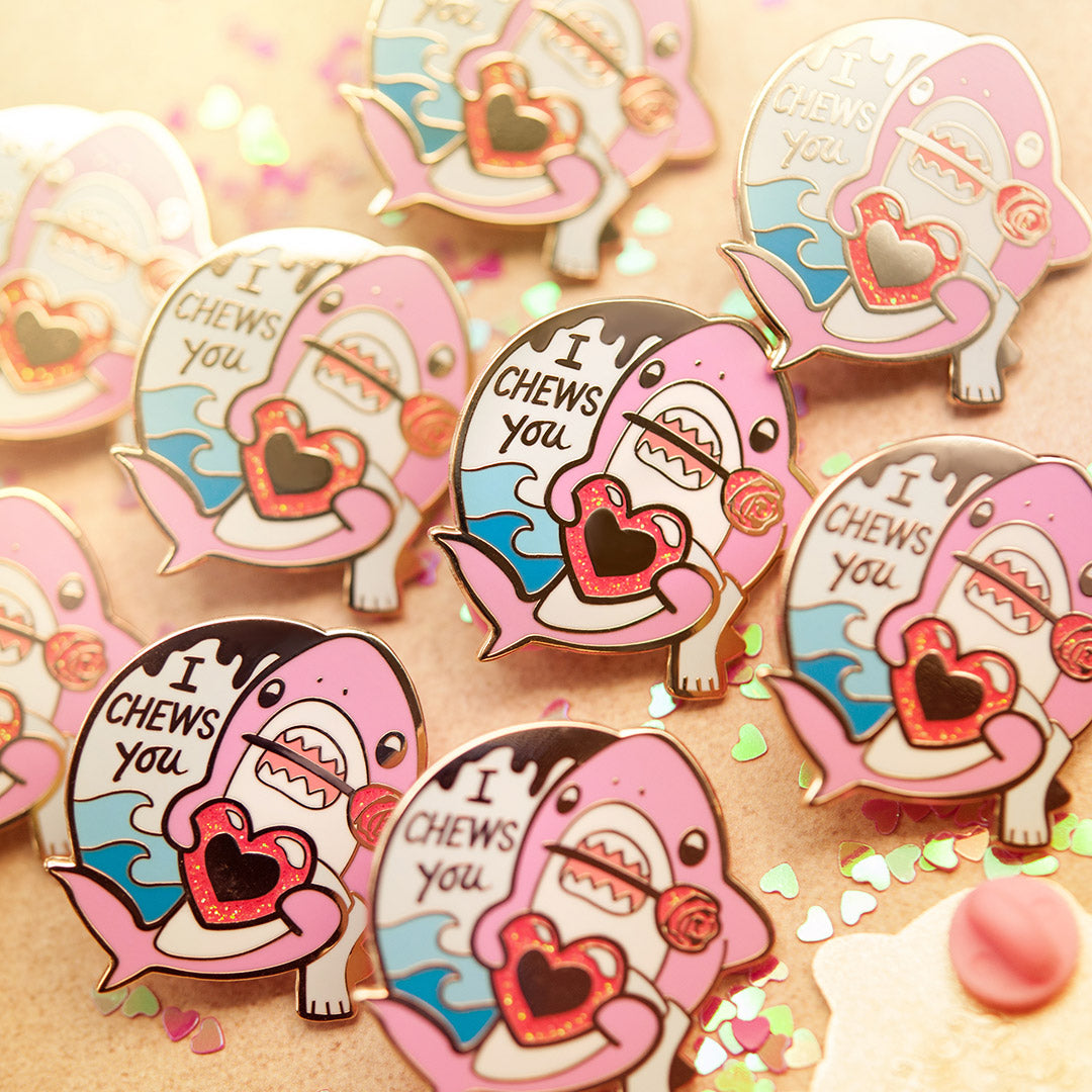 I Chews You Shark Cute Hard Enamel Lapel Pin - Flair Fighter