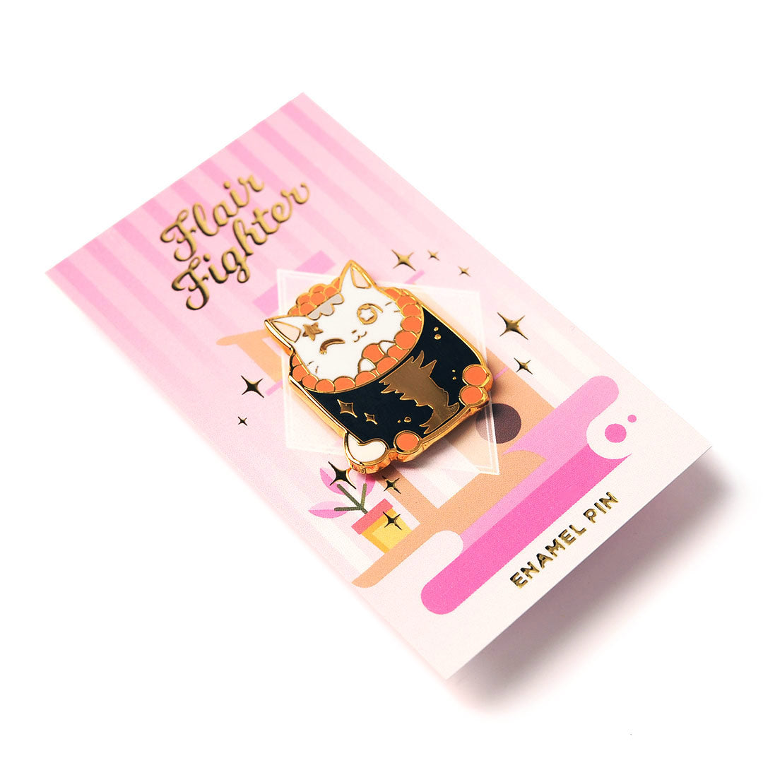 Ikura Sushi Cat Cute Hard Enamel Lapel Pin - Flair Fighter