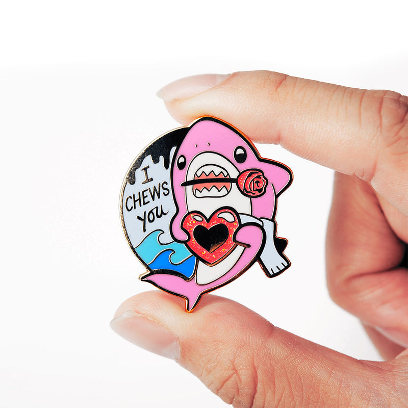 I Chews You Shark Cute Hard Enamel Lapel Pin - Flair Fighter